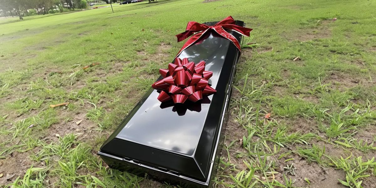 A Coffin with a Gift Bow Was Brought to Our Wedding During the Ceremony ...
